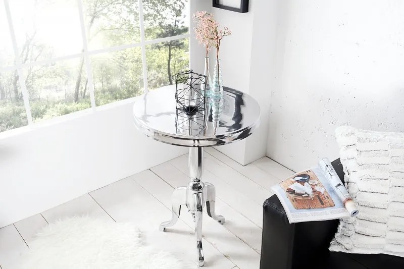 Barokní odkládací stolek MERCER 75 cm stříbrný