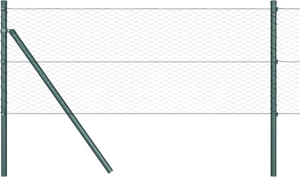 Hexagonální kotvení plotu 10 x 0,6 m Ocel potažená PVC Zelená 3352629