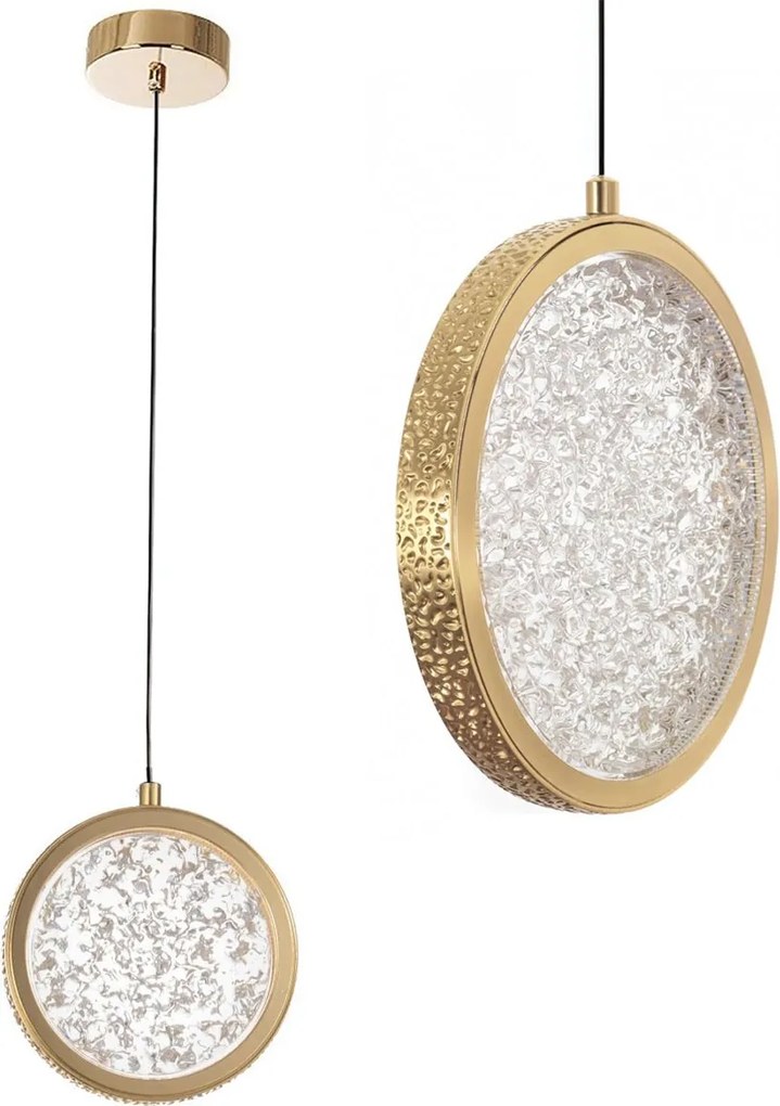 Toolight Rea, Křišťálový Závěsný Lustr LED G089-1CP Złota, OSW-09706