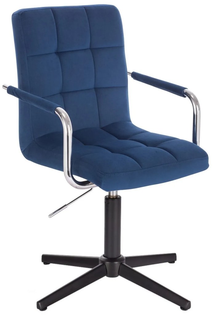 LuxuryForm DESIGN Otočná židle VERONA VELUR na černém kříži - modrá