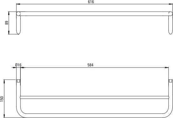 Aplomo Silia nástěnný dvojitý držák na ručník, chrom