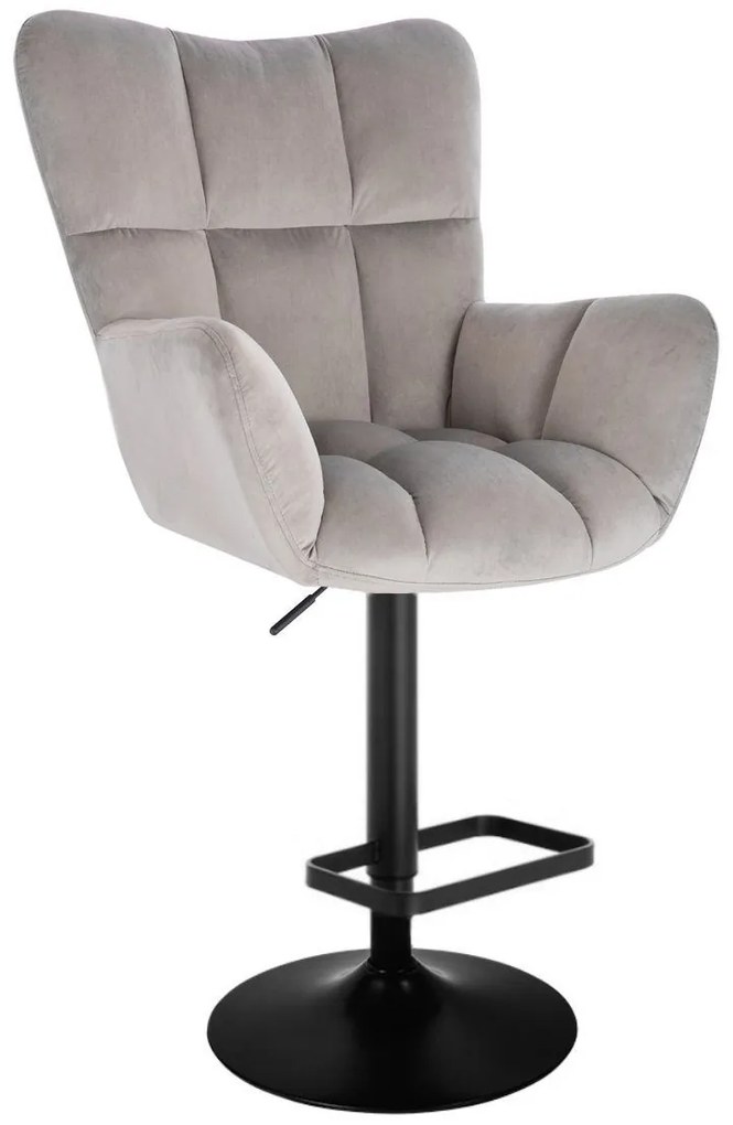 LuxuryForm DESIGN Barové křeslo AURORA VELUR na černé kulaté podstavě - světle šedé
