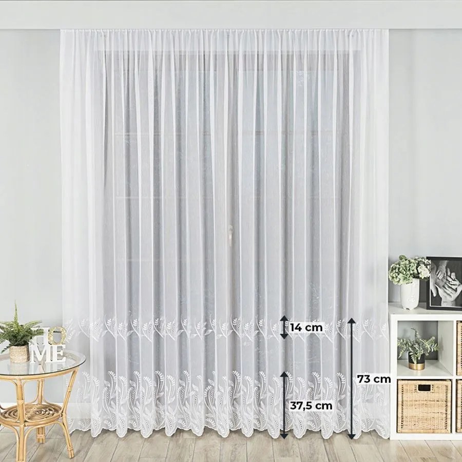 Hotová záclona s výšivkou a páskou Bordado 300x250 725636-001