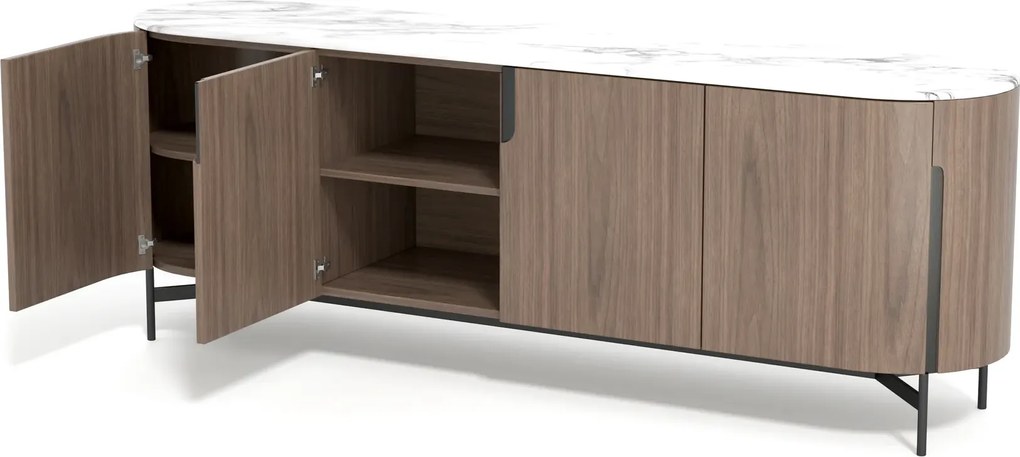 Komoda Silario 220 cm ořech/mramor