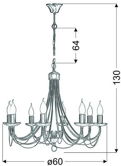 Candellux Patinový závěsný lustr Muza pro žárovku 8x E14