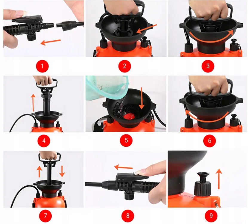 Przyjaciele Tlakový postřikovač zahradní ruční postřikovač s dlouhým kopím 8l pásový