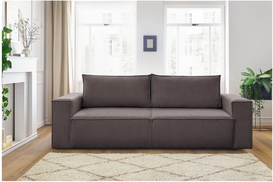 Taupe manšestrová rozkládací pohovka 245 cm Nihad – Bobochic Paris