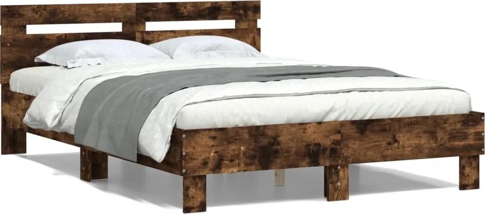 vidaXL Rám postele s čelem 120 x 190 cm kompozitní dřevo [3207451] Barva: šedá sonoma