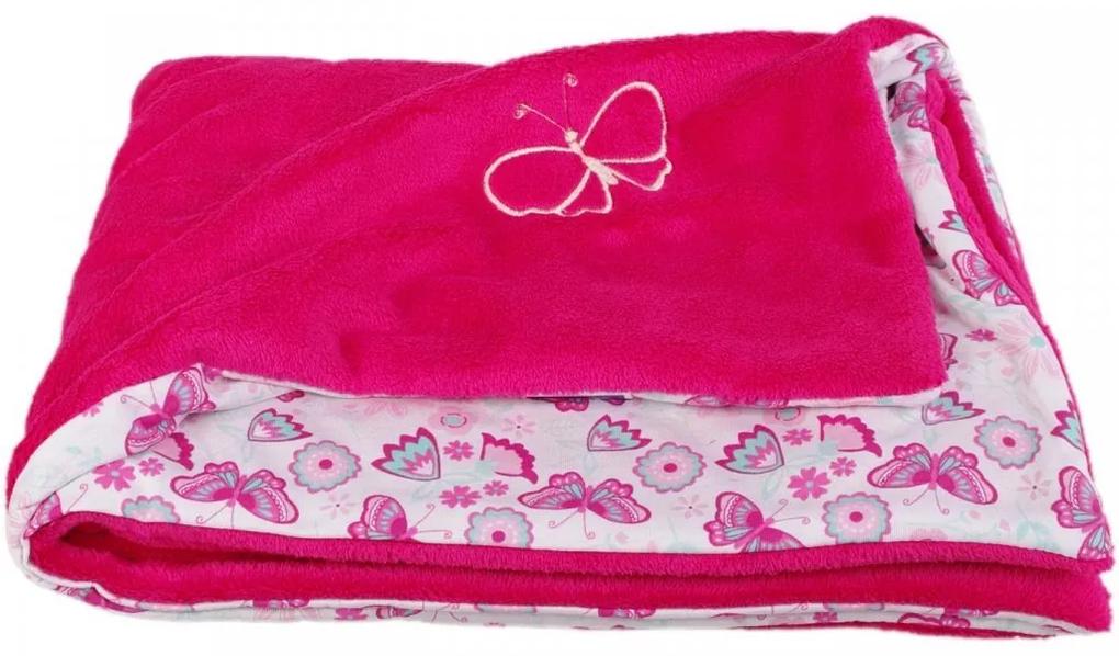 Kaarsgaren Dětská deka motýl 70x100 cm Wellsoft bavlna růžová