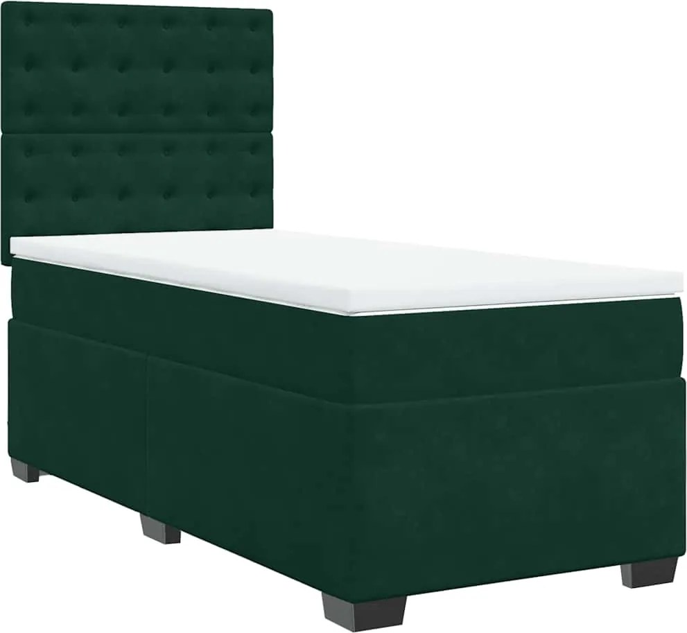 Box spring postel s matrací tmavě zelená 100x200 cm samet 3293149