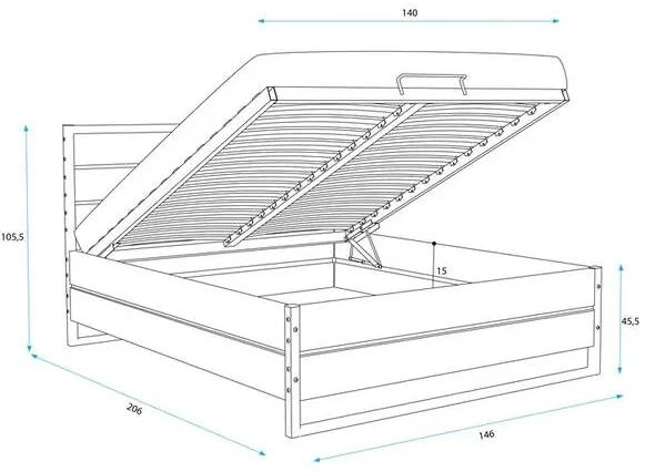 BMS Group Luxusní postel Loft - Dubové dřevo + ocelový rám 200x140