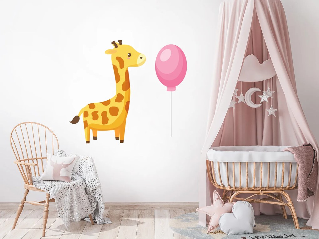 Nalepte.cz Žirafka s růžovým balonkem arch 42 x 45 cm
