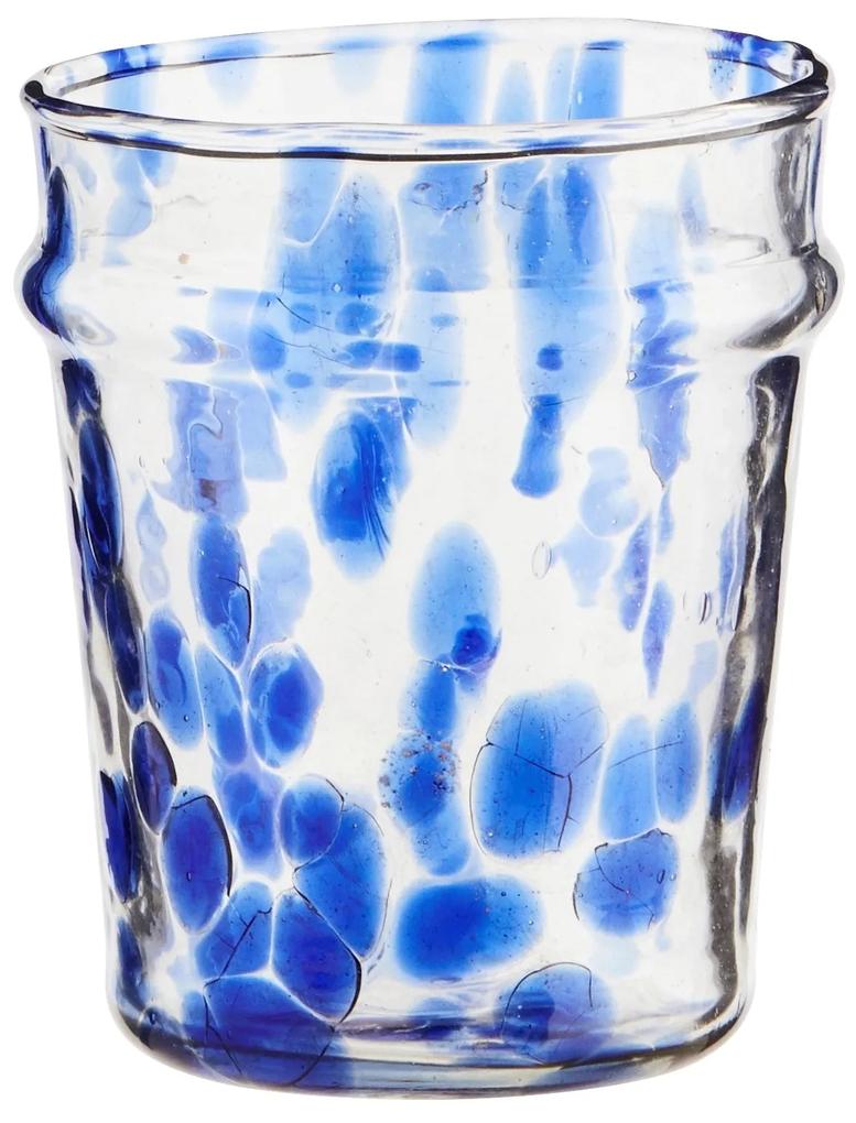 MADAM STOLTZ Sklenice na vodu z brokového skla Blue/Clear 200 ml, modrá barva, sklo