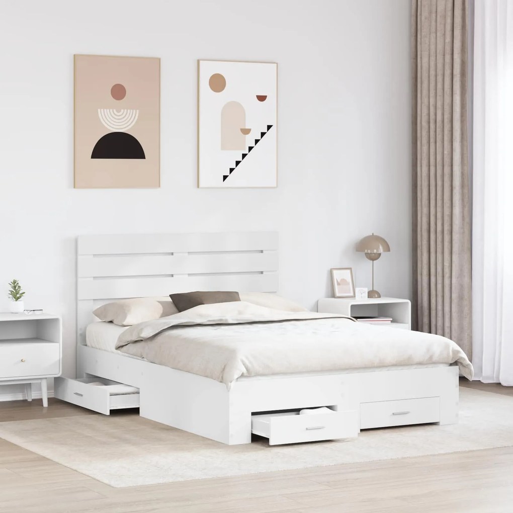 Rám postele se zásuvkou Bílá 160 x 200 cm Kompozitní dřevo 3411622