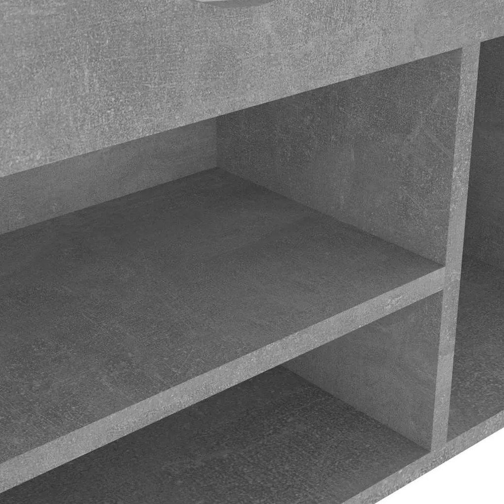 Lavice s botníkem a poduškou betonově šedá 104x30x49cm kompozit 326754