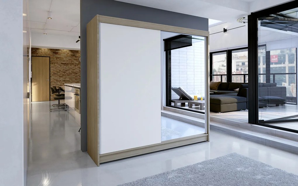 ADRK Furniture Posuvná skříň s zrcadlem VIKI 180 ADRK-SW-VIK-SW-180