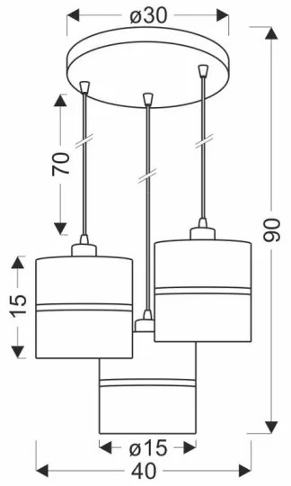 Lustr na lanku ASSAM 3xE27/60W/230V černá