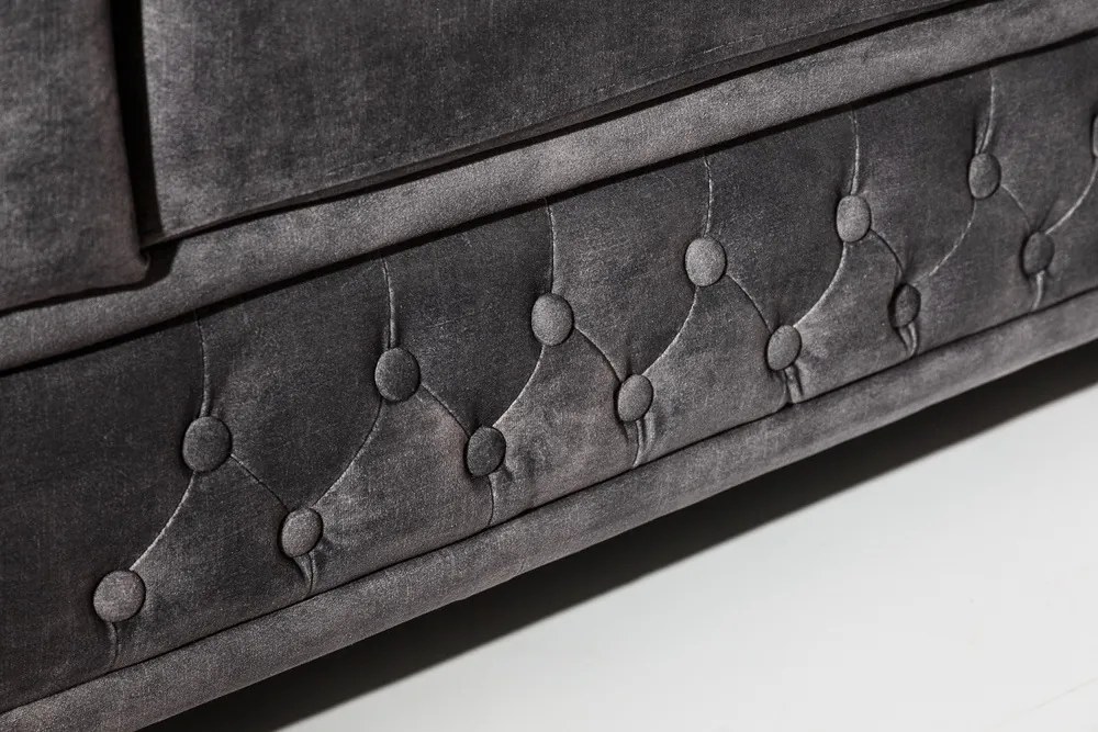 Designová trojsedačka Chesterfield 205 cm tmavě šedá