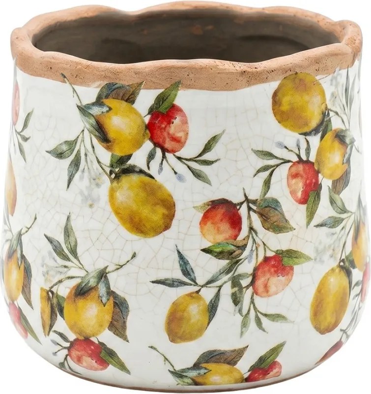 Keramický obal na květináč s citróny Lemon Grove M - Ø 14*12 cm