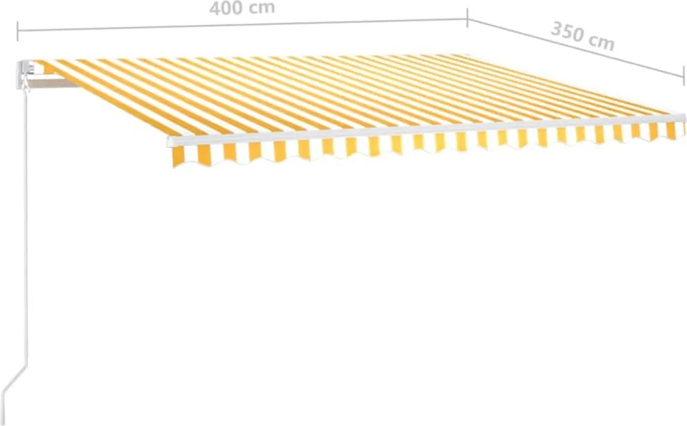 Ručně zatahovací markýza s LED světlem 400 x 350 cm žlutobílá 3068983