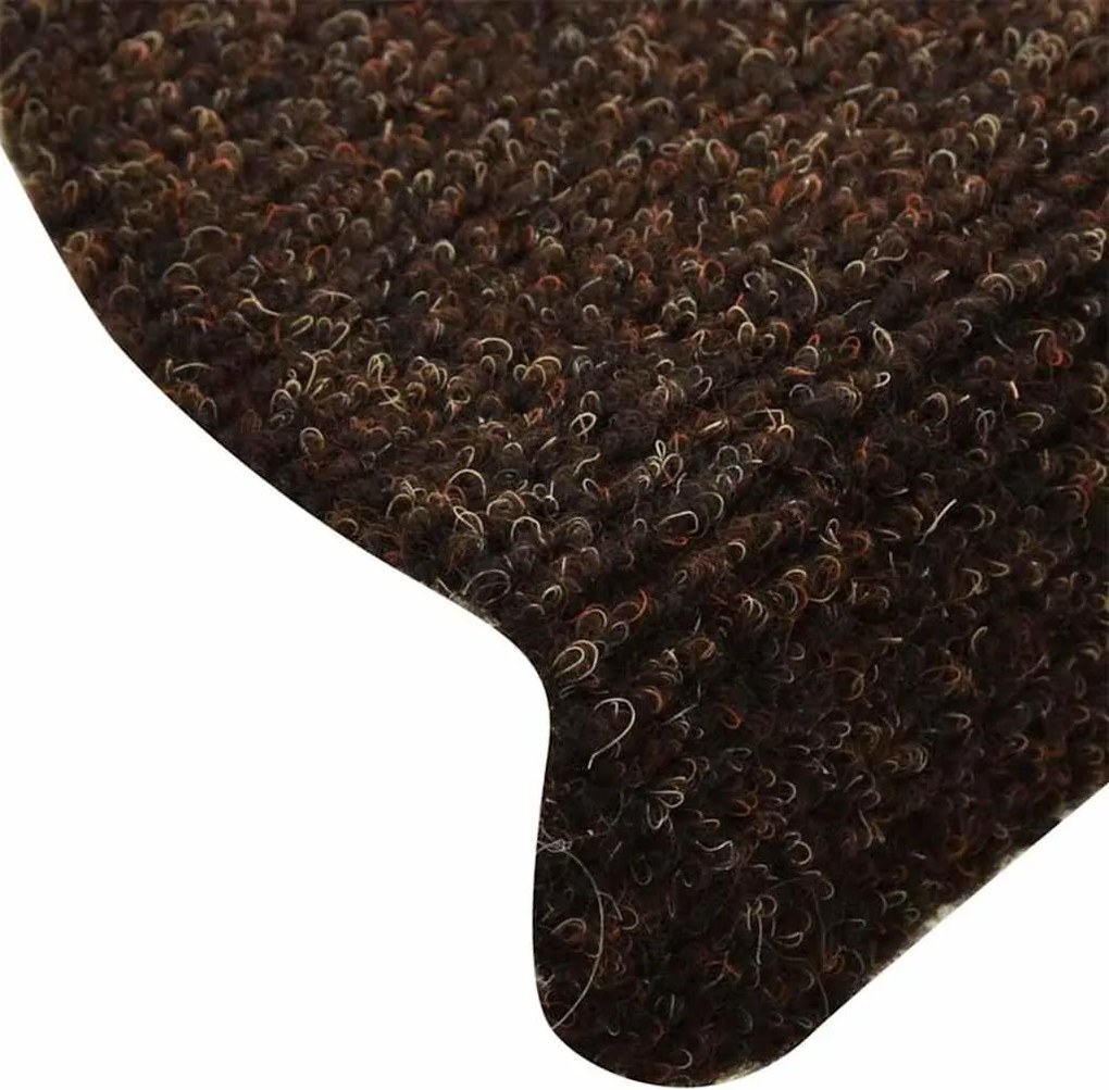 Schodové rohože samolepicí 15 ks 65 x 21 x 4 cm hnědé, půlkulaté, velké 322351