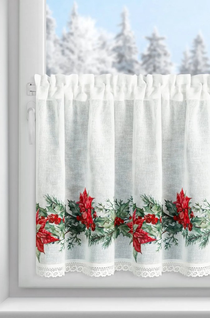KRÁTKÁ VÁNOČNÍ ZÁCLONA NA PÁSCE XMAS5 150X60 CM VZOROVANÁ