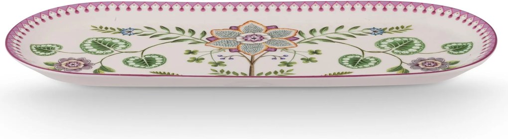 Pip Studio Lily &amp; Lotus oválný tác 33,3x15,5cm, bílý (Porcelánový oválný tác)