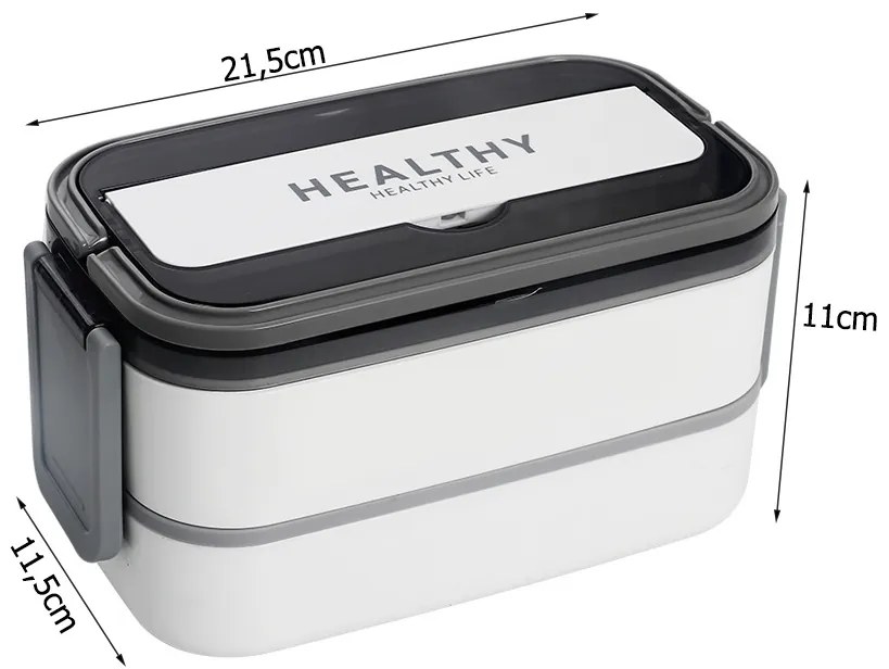 Verk Group Praktický lunch box s dvěma přihrádkami a příbory 1400ml