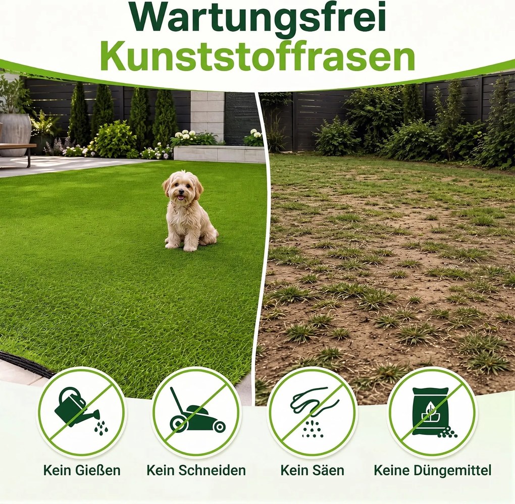 Costway 20 mm umělý trávník venkovní green s drenážním systémem v přírodním