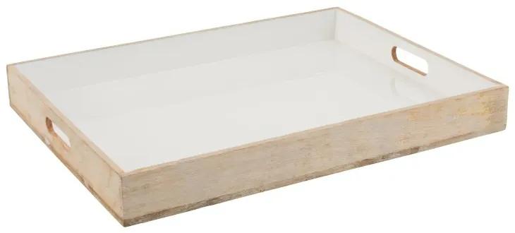 Dřevěný podnos s bílou smaltovanou vrstvou Enamell white - 66*50,5*8 cm