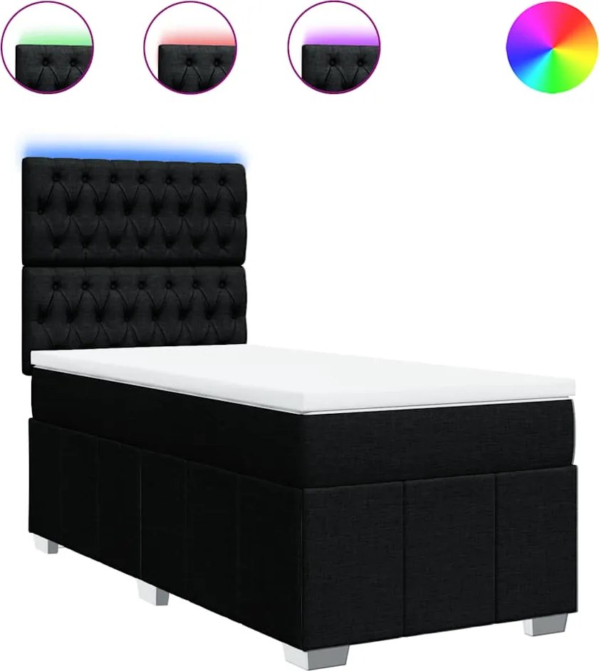 Box spring postel s matrací černá 100 x 200 cm textil 3293888