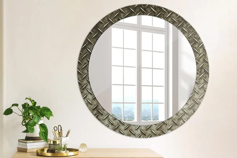 Kulaté zrcadlo s dekorem Textura oceli fi 80 cm