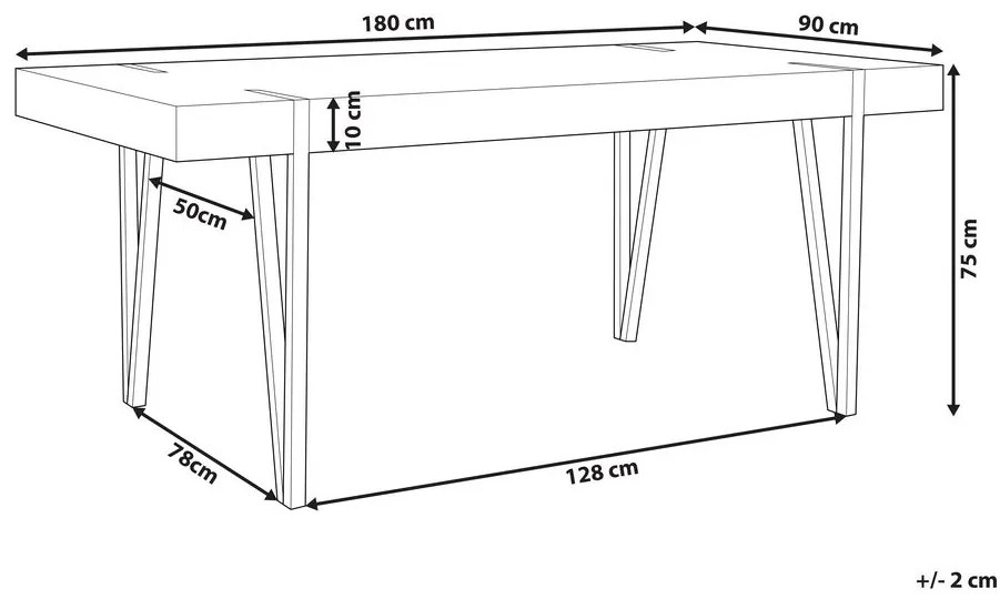 Jídelní stůl 180 x 90 cm, světlé dřevo s černou ADENA Beliani