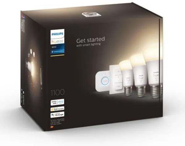Základní sada Philips Hue WHITE 3xE27/9,5W 2700K + Hue bridge a dimmer switch
