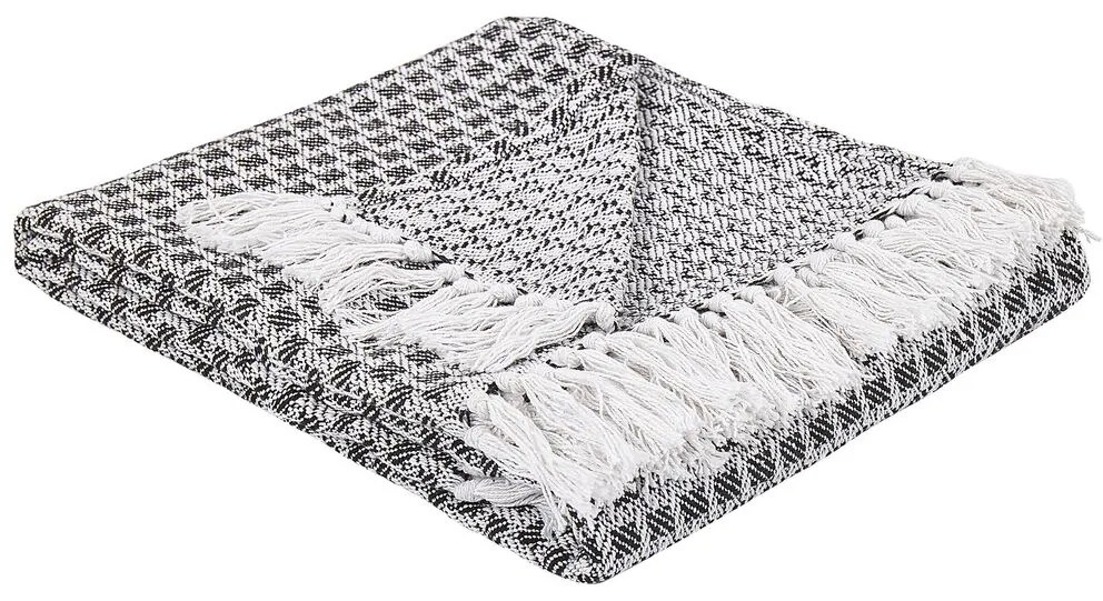 Bavlněná deka 130 x 160 cm černobílá KIRAMAN Beliani