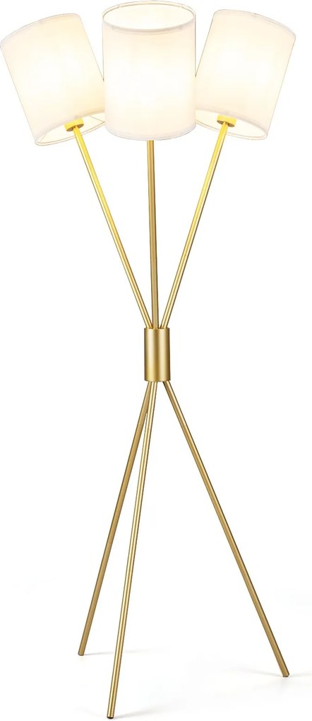 Costway Stojací lampa s 3 látkovými stínidly Moderní stojací lampa Dekorativní