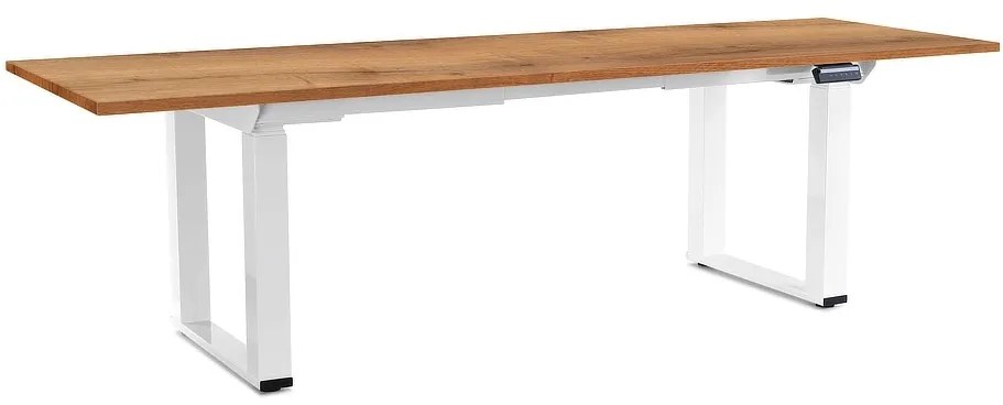 Výškově nastavitelný stůl OfficeTech Strong 240 x 80 cm, bílá podnož, dub zlatý