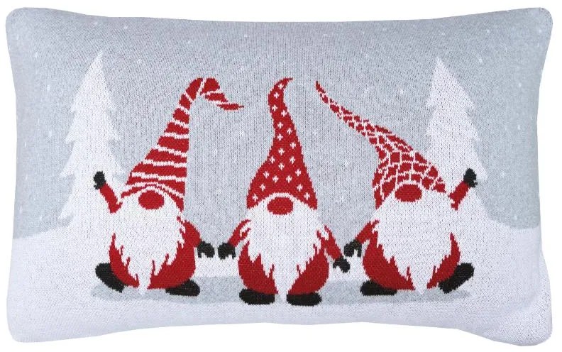 SCANquilt pletený povlak DESIGN elfi šedočervená 40 x 60 cm