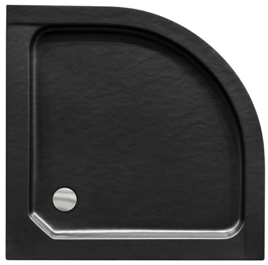 Besco Čtvrtkruhová akrylátová sprchová vanička ALEX NEW SE HR 80x80 (90x90) IP B Stone Effect Barva: Stone Effect černá, Rozměry (cm): 91x91
