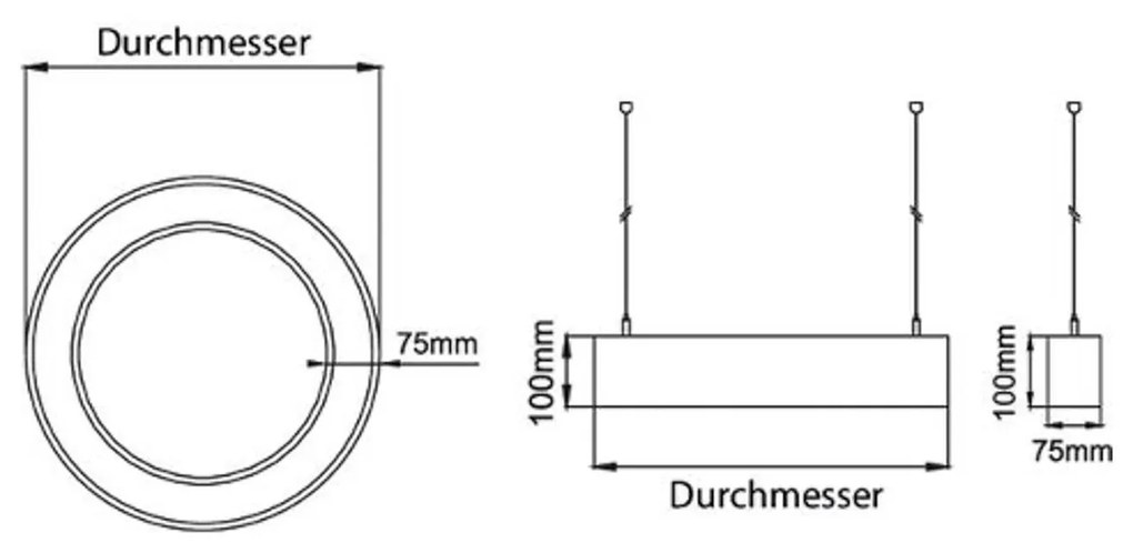 BRUMBERG Biro Circle Ring10 přímý 45cm zap/vyp černá 3000K