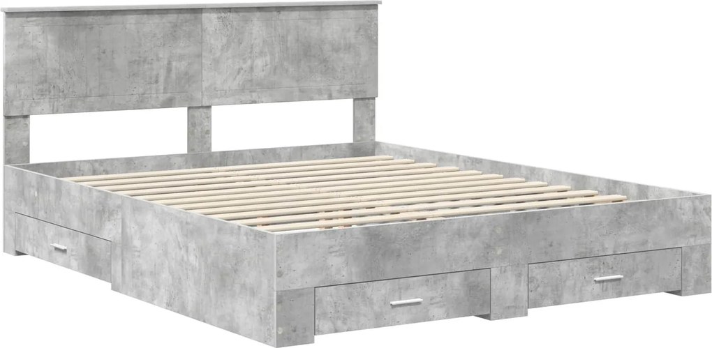 Rám postele s čelo Betonově šedá 160 x 200 cm Kompozitní dřevo 3410873