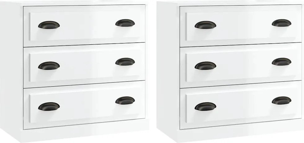 Příborníky 2 ks bílé s vysokým leskem kompozitní dřevo 3185241