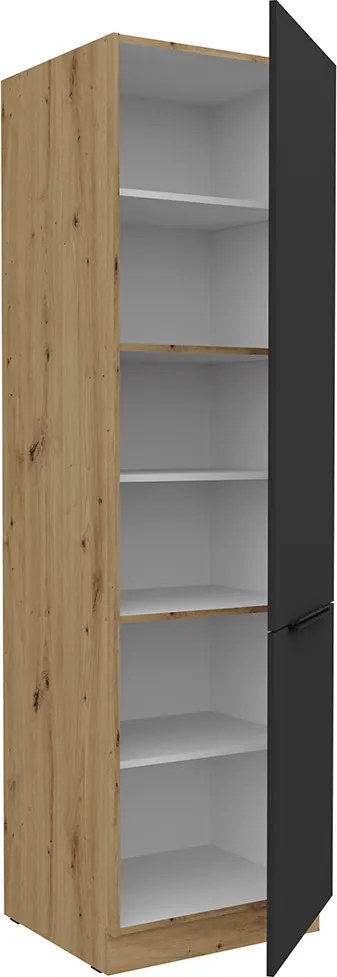 ARIA ac | vysoká skříňka 60 DK-210 2F potravinová s policemi | 60 cm | ANTI FINGERPRINT povrch | artisan/černá