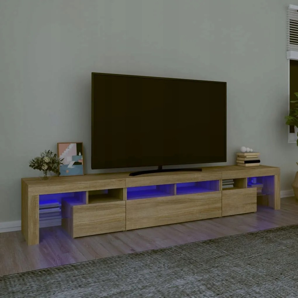 Tv Skříňka S Led Osvětlením 260X36,5X40 Cm dub sonoma 230 cm