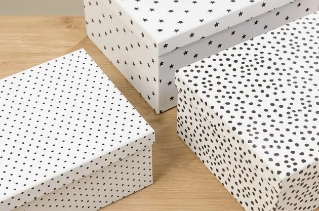 Kartonová krabice 27 cm černá/bílá s kolečky - vel. 5, La Almara