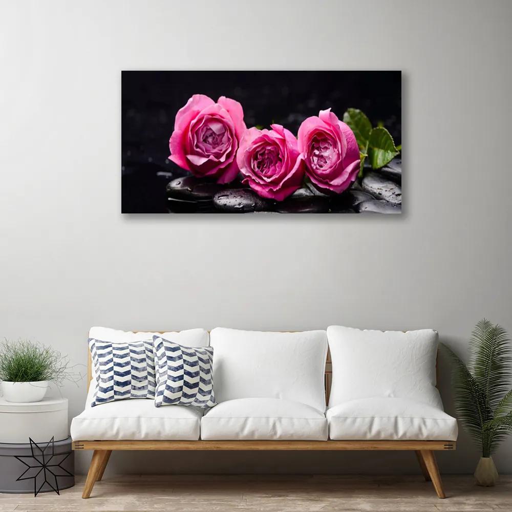 Obraz na plátně Růže Kameny Zen Lázně Příroda 140x70 cm