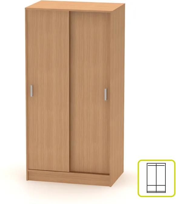 Dvoudveřová skříň s posuvnými dveřmi v dekoru buk věšáková TK3201 TYP4