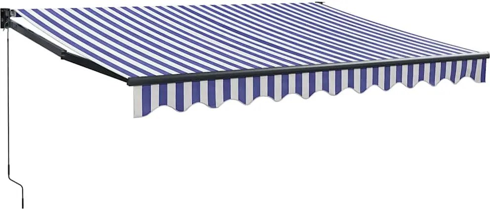 Zatahovací markýza modrá a bílá 3 x 2,5 m textil a hliník 3154446