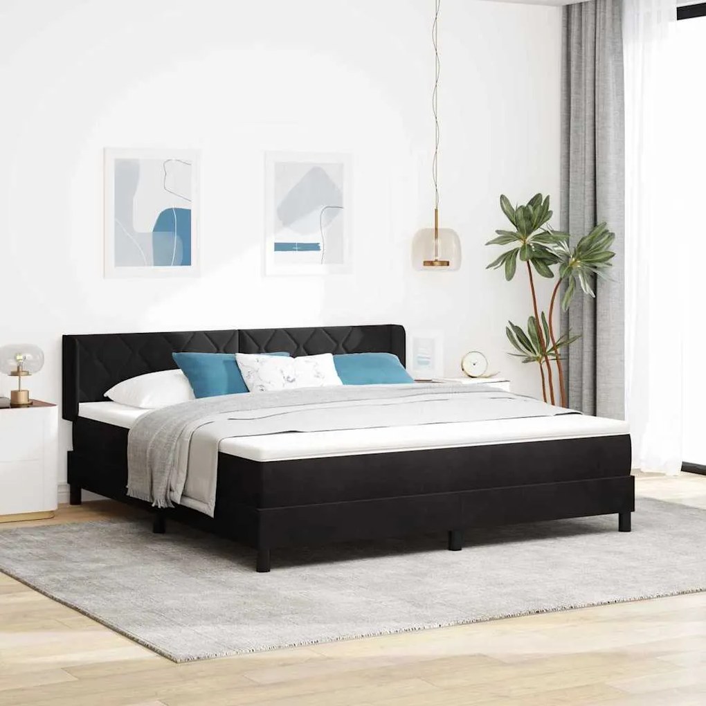 Postel s boxspringem s čelo Černý 200 x 180 cm samet 3341536