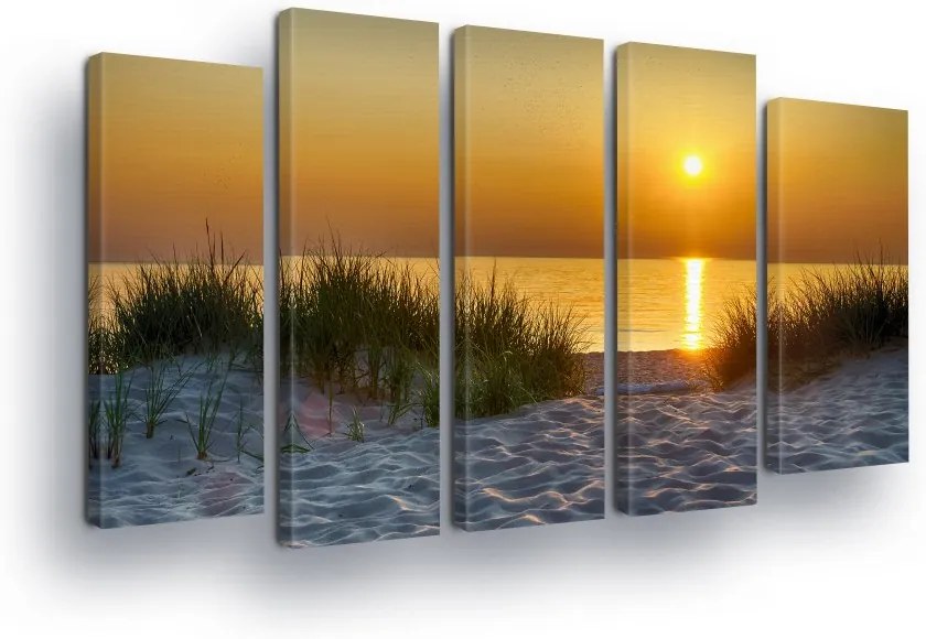 GLIX Obraz na plátně - Západ Slunce na Pláži III 2 x 30x80 / 3 x 30x100 cm